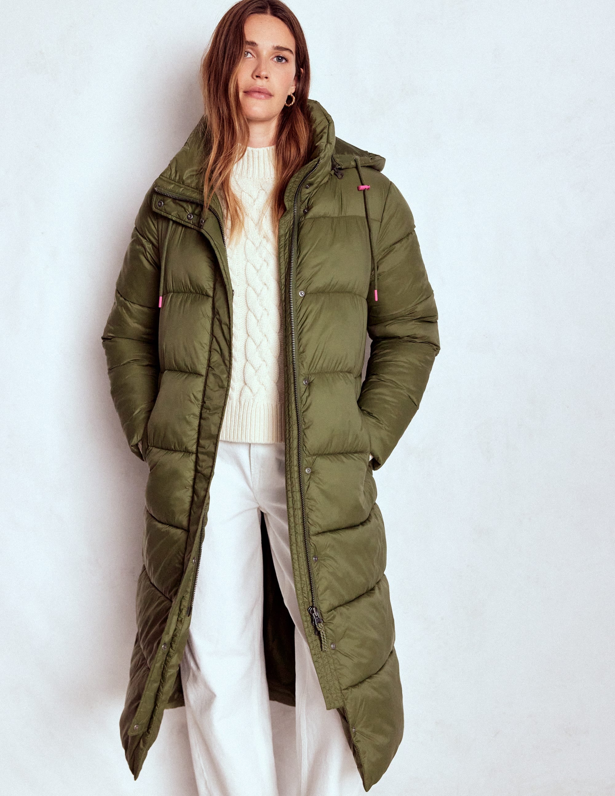 Longline Padded Coat - Woodland Green | Boden USA