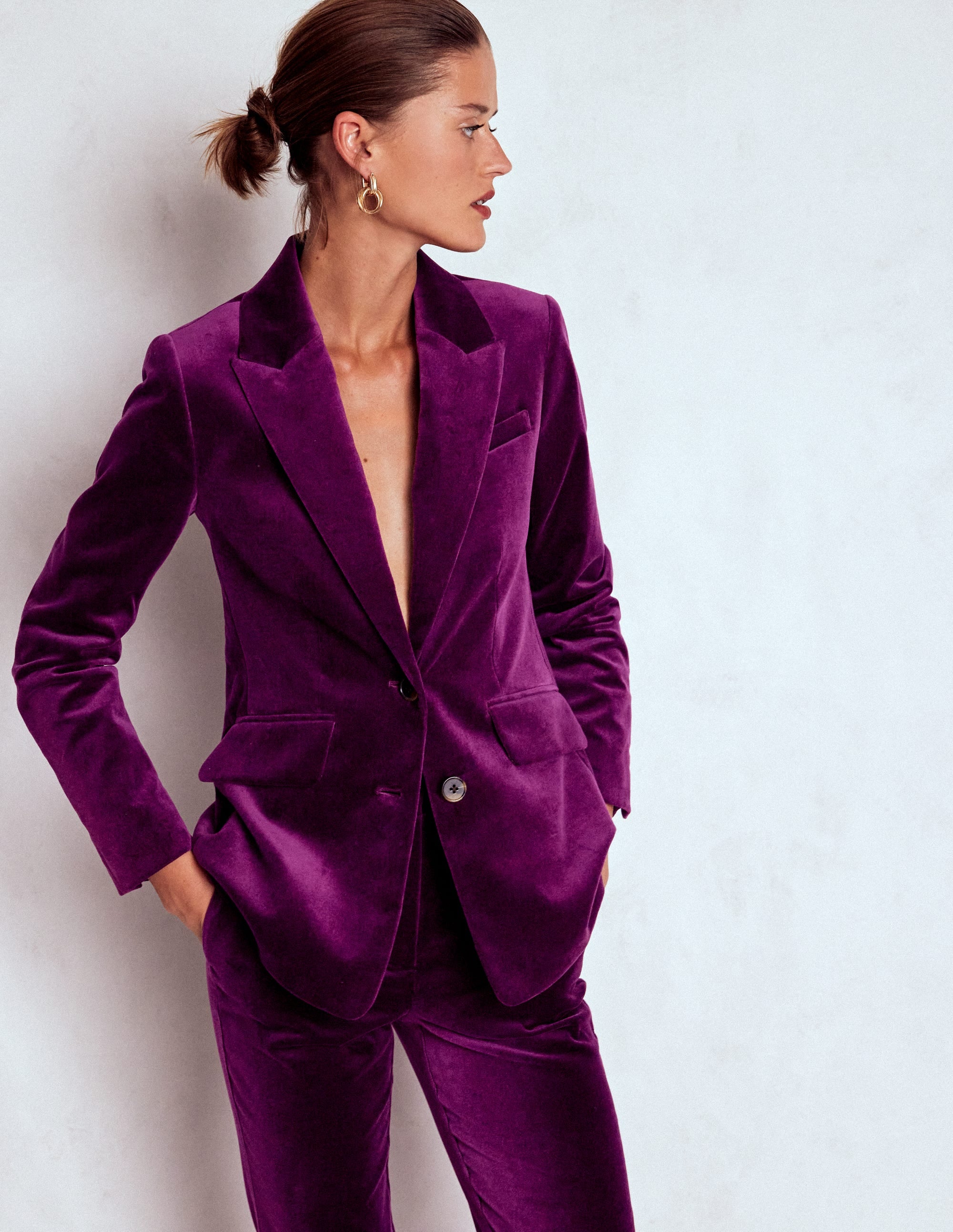 Stamford Velvet Blazer-Plum Jam | Boden USA