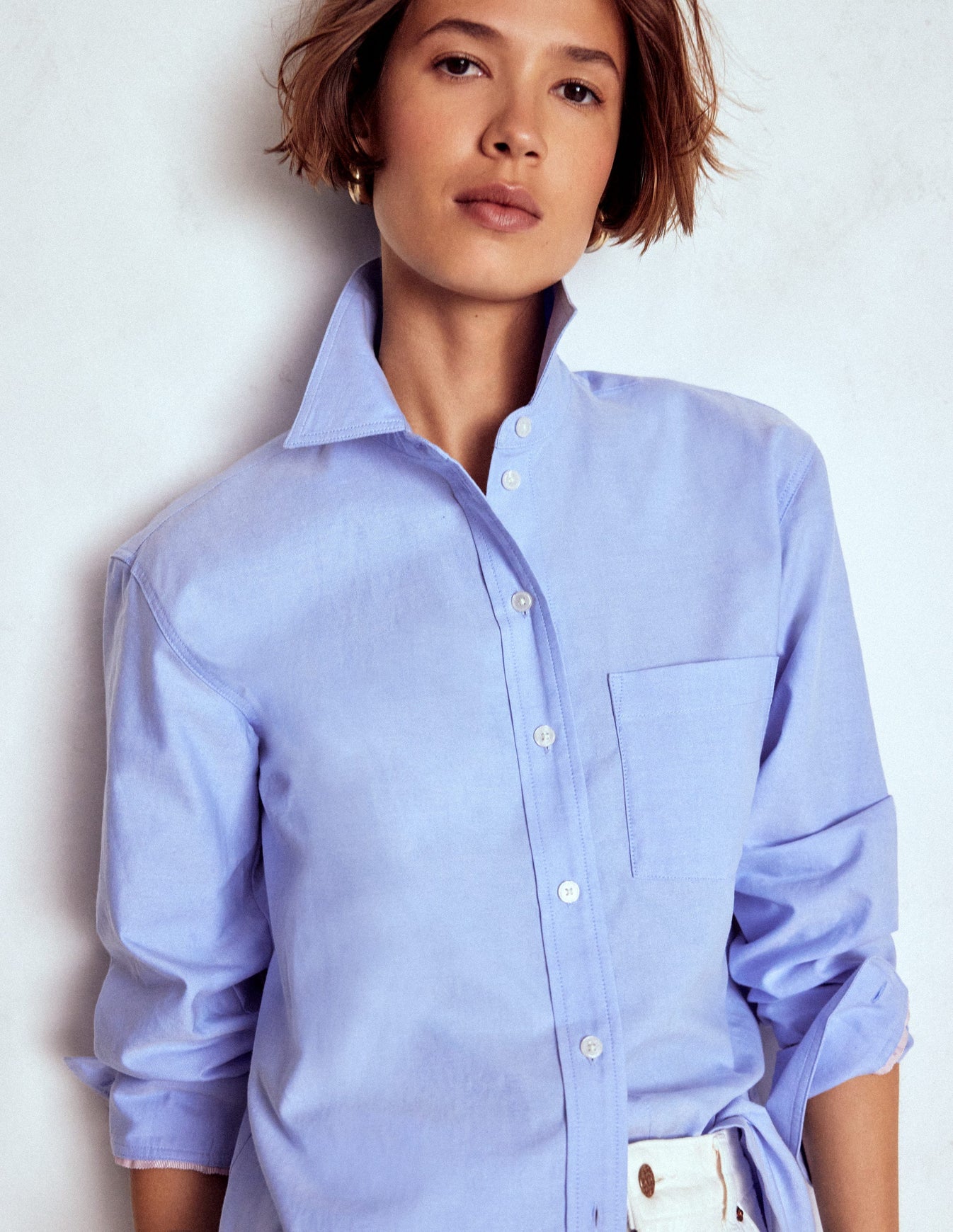Sadie Relaxed Cotton Shirt-Blue Oxford | Boden USA