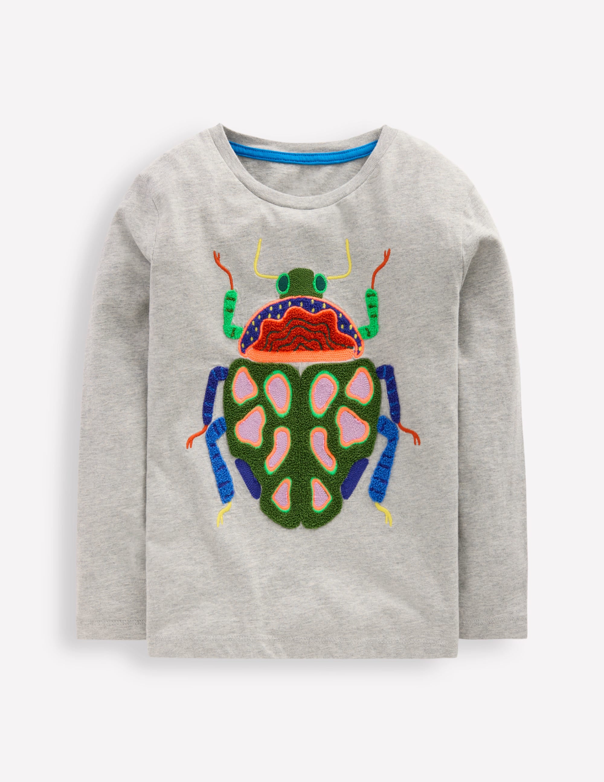 Long Sleeve Appliqué T-shirt-Grey insect | Boden USA