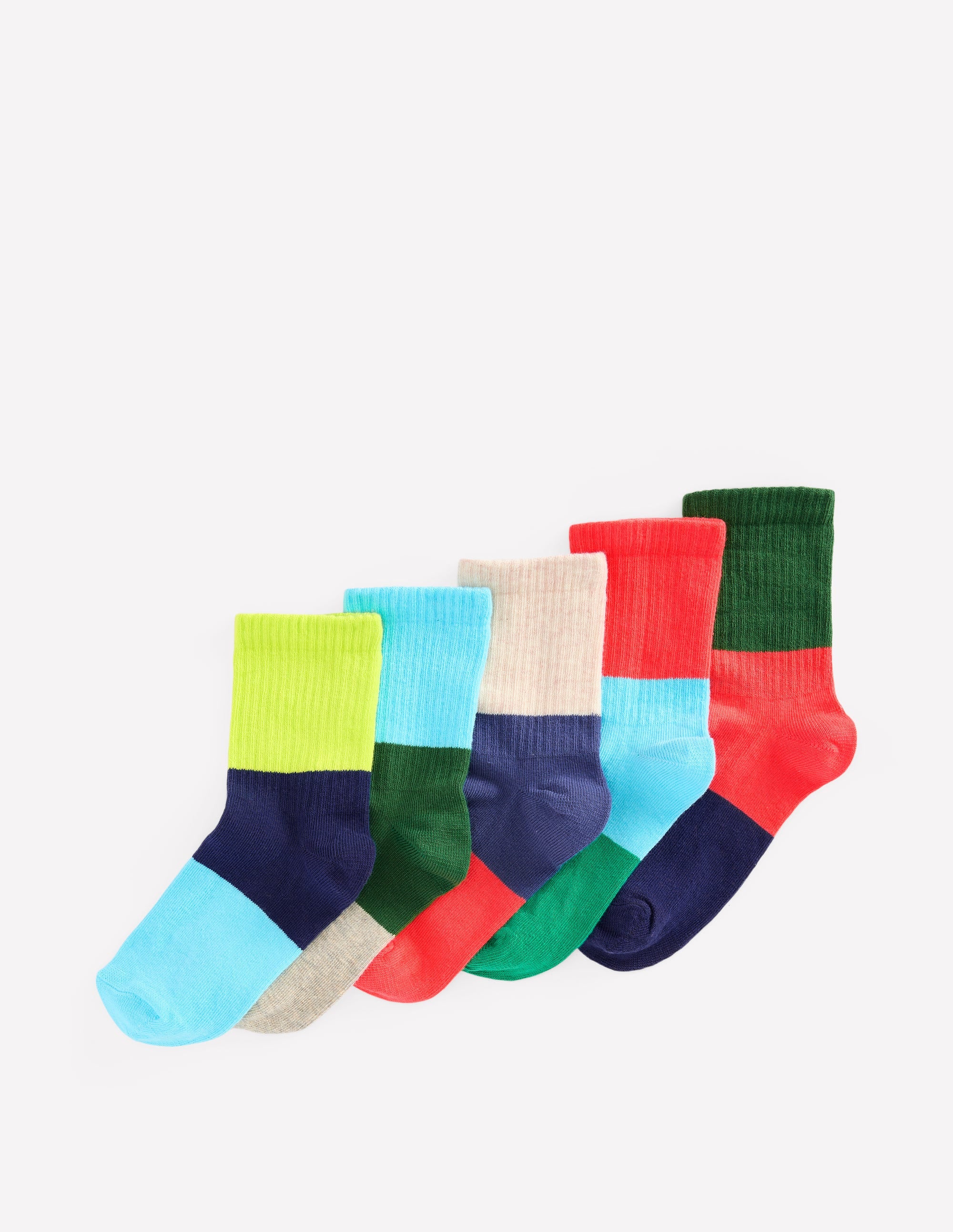 Boys Ribbed Socks 5 Pack-Colour Block | Boden USA