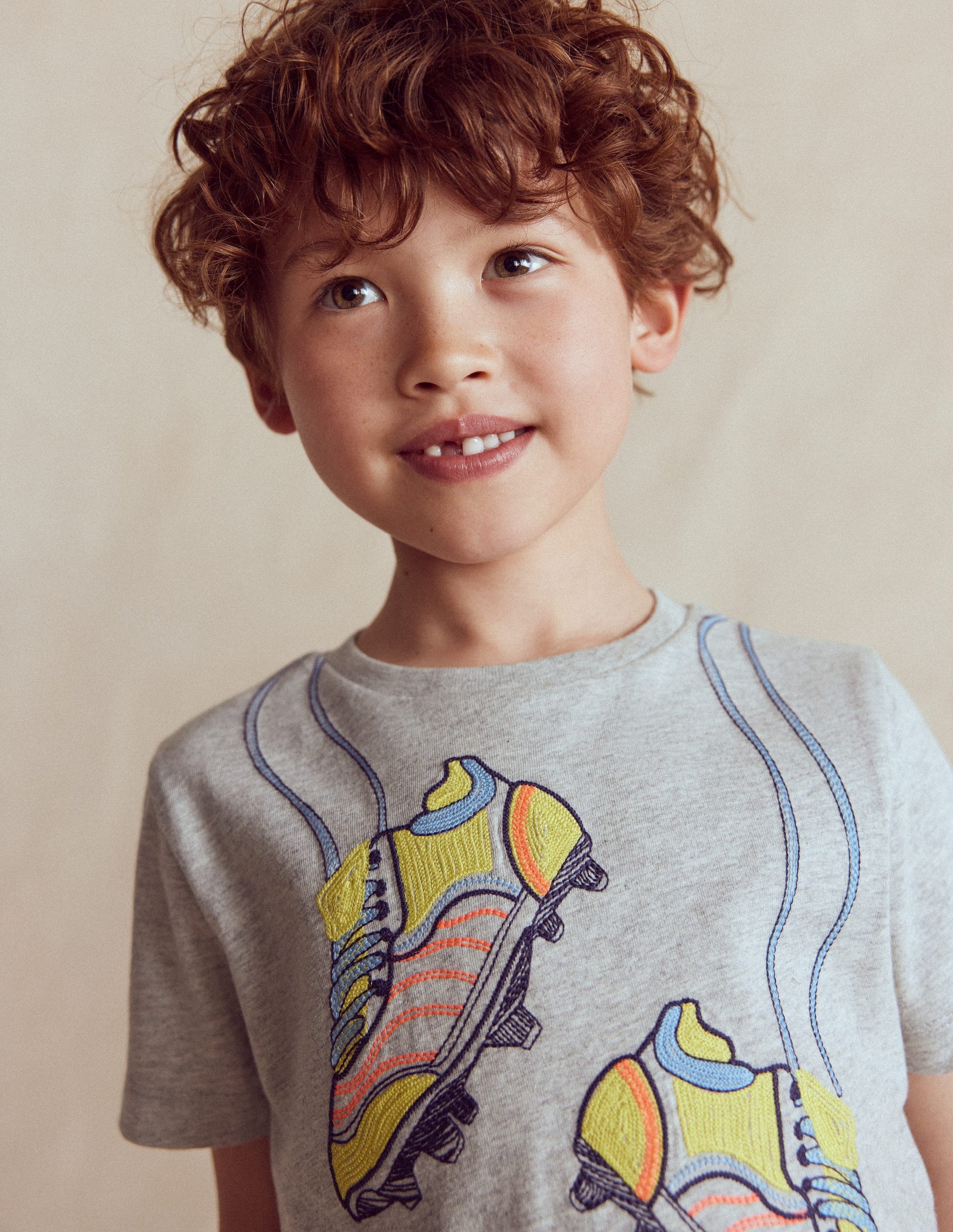 Linear Stitch T-shirt-Grey Marl Football Boots | Boden USA