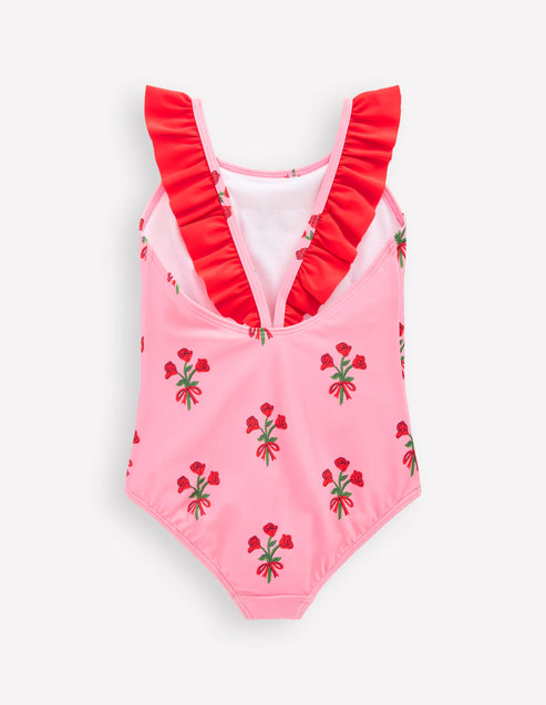 Hallie Frill Strap Swimsuit-Bubblegum Pink Posy | Boden USA