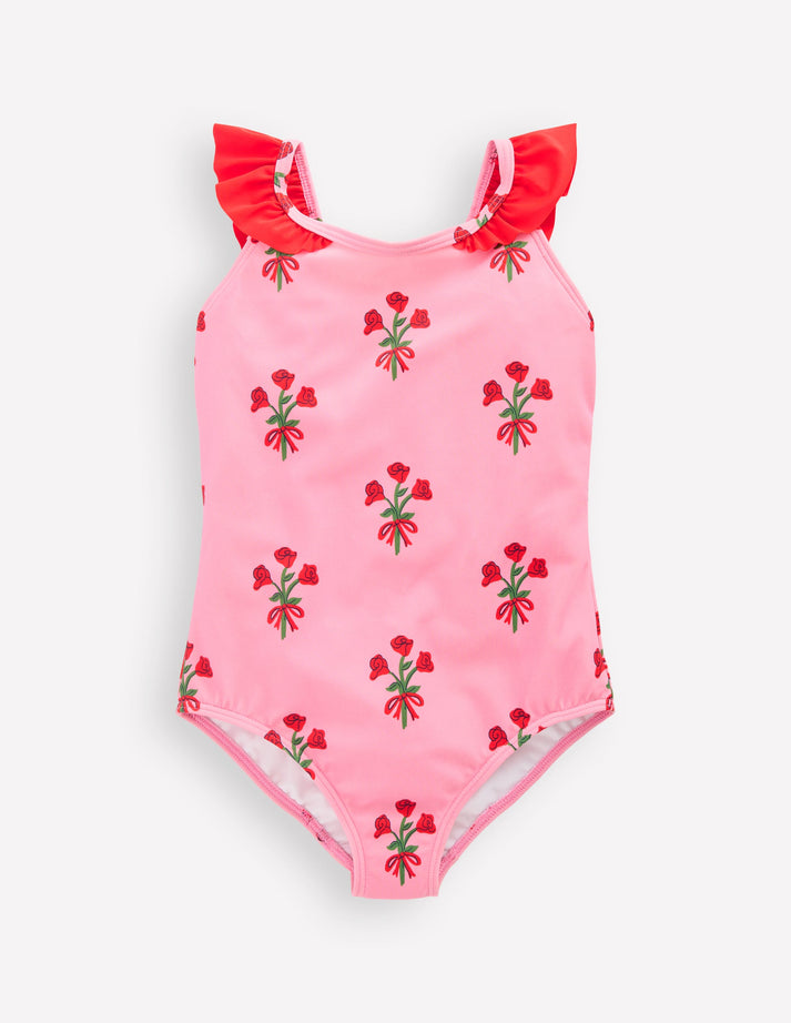Hallie Frill Strap Swimsuit-Bubblegum Pink Posy | Boden USA