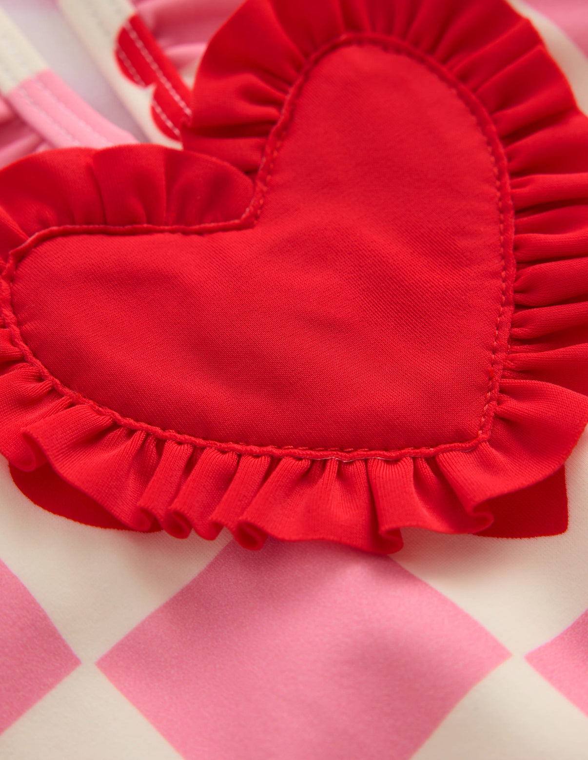 Hallie Frill Strap Swimsuit-Bubblegum Pink Heart Stamp | Boden USA