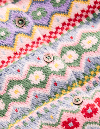 Edie Fair Isle Cardigan-Glacier Blue Pretty Flowers | Boden USA