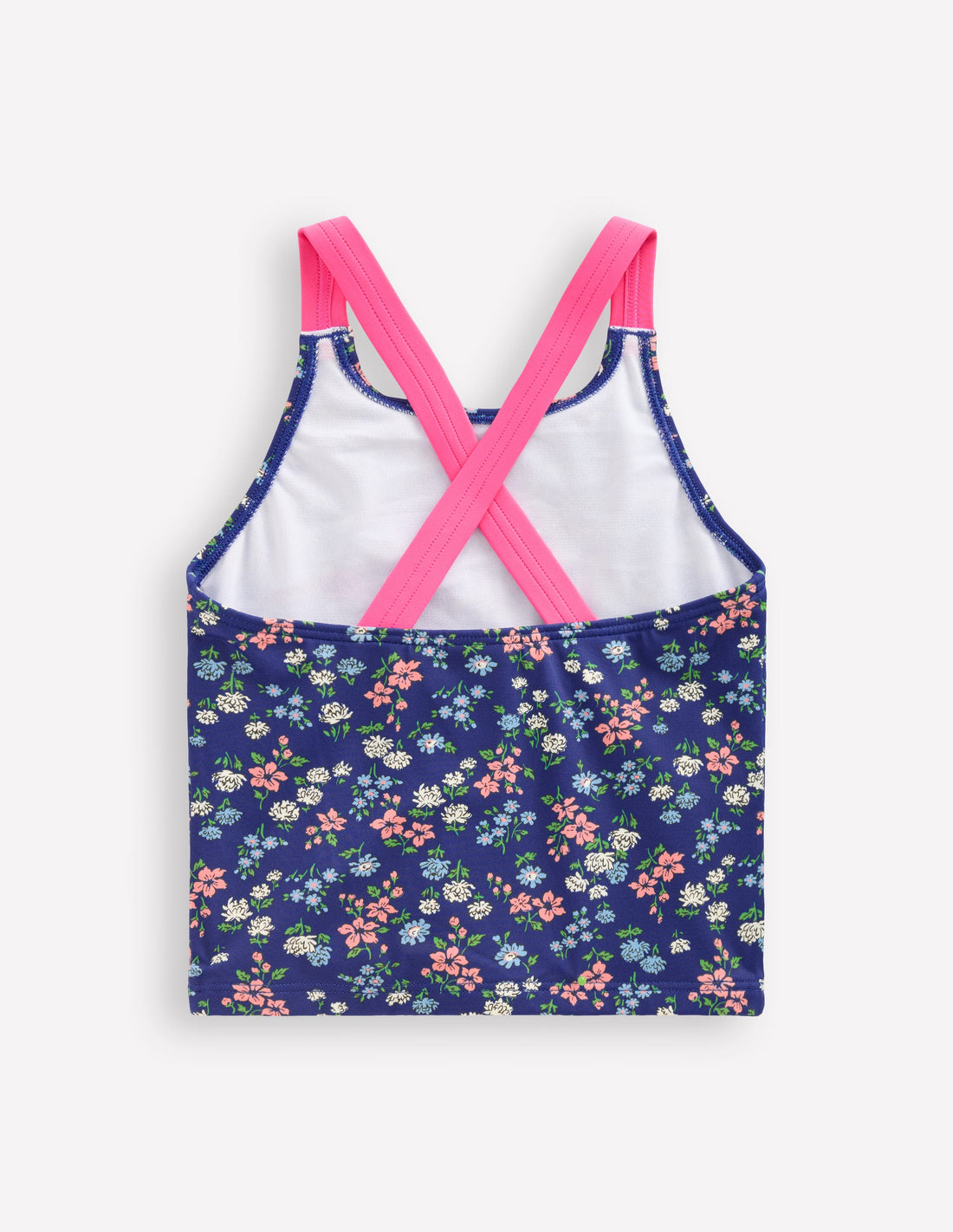 Cross-Back Tankini Top-Sapphire Blue Meadow Floral | Boden USA