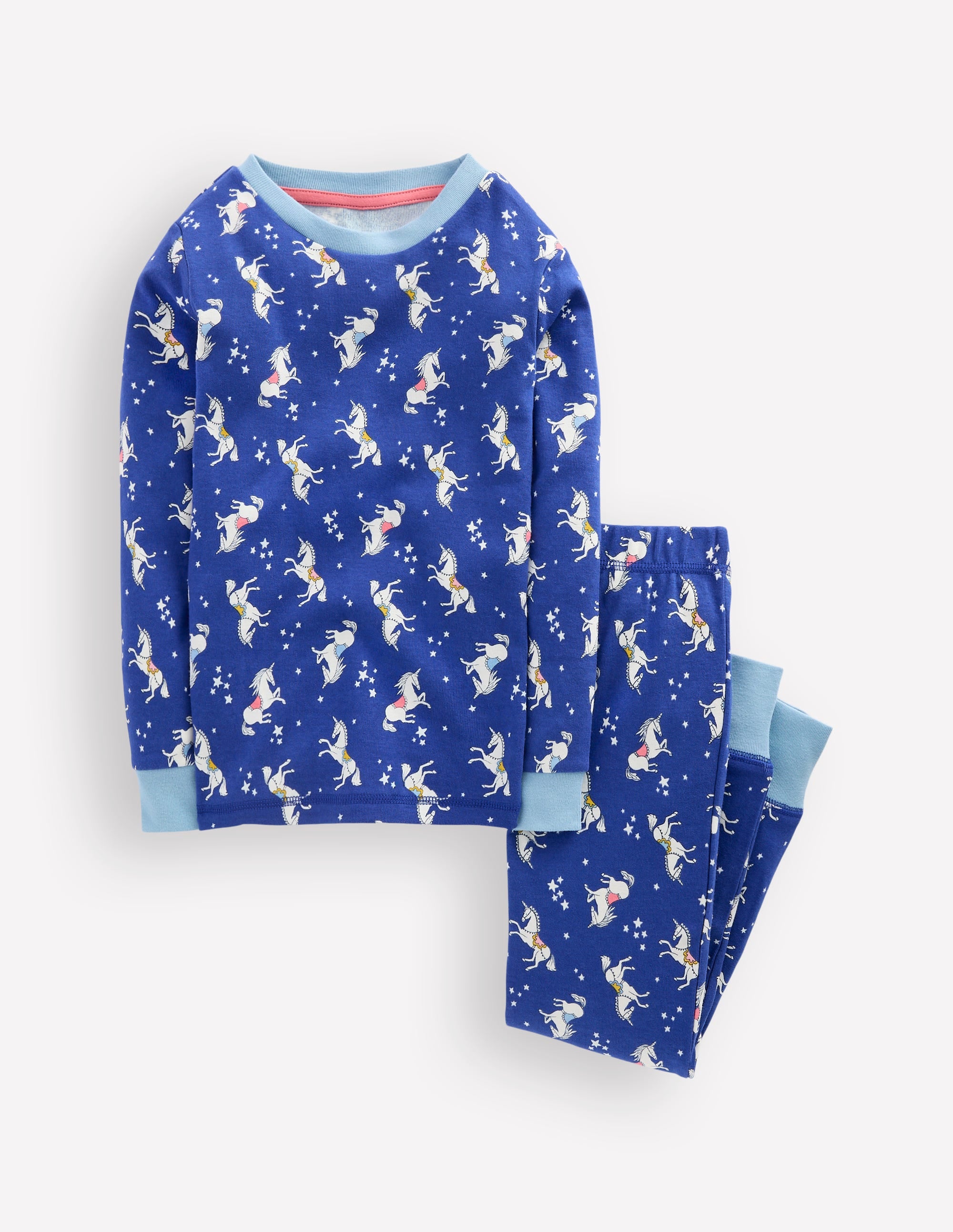 Snug Glow-In-The-Dark Pajamas-Sapphire Blue Unicorns | Boden USA