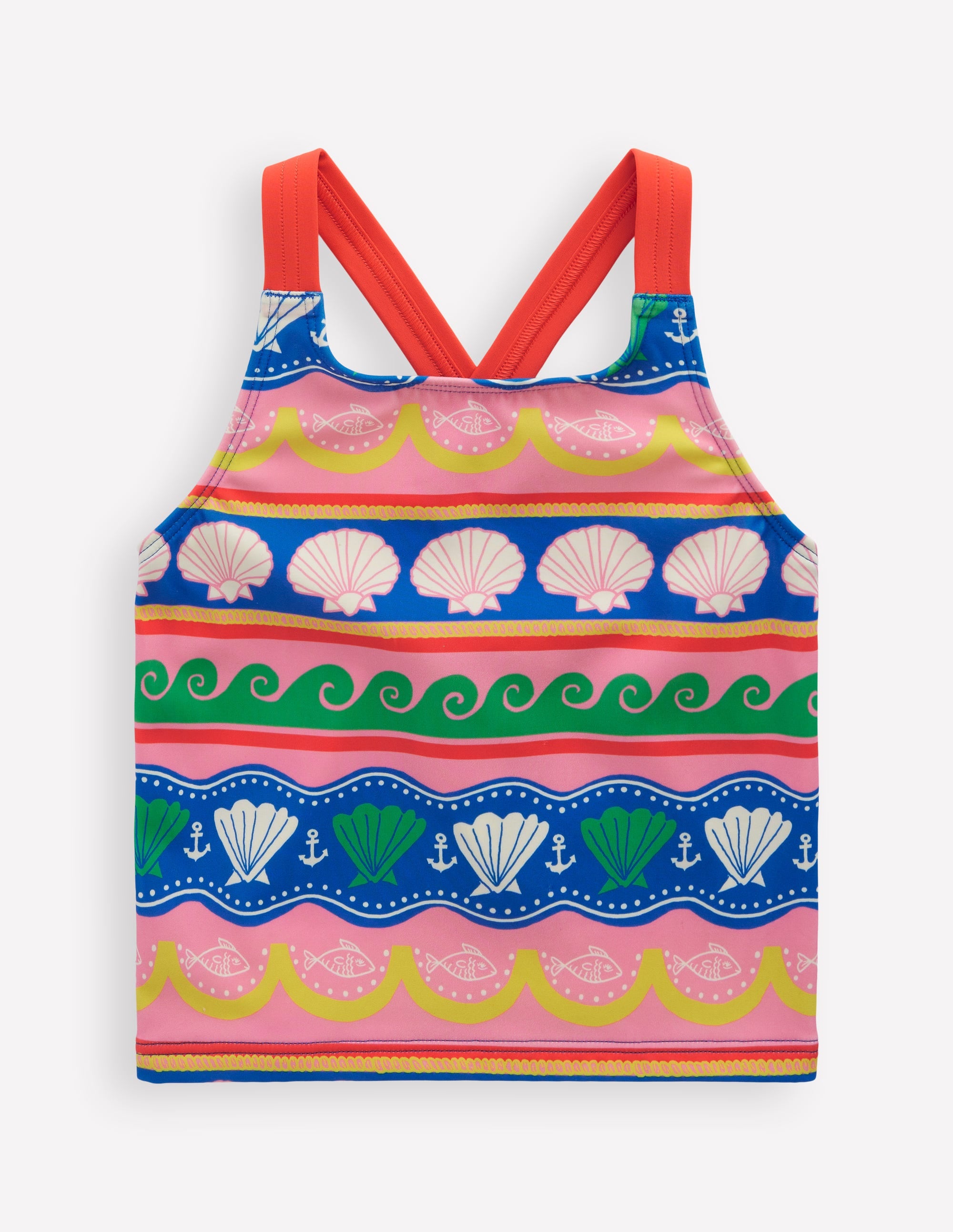 Cross-Back Tankini Top-Multi Sea Shell Stripe | Boden USA