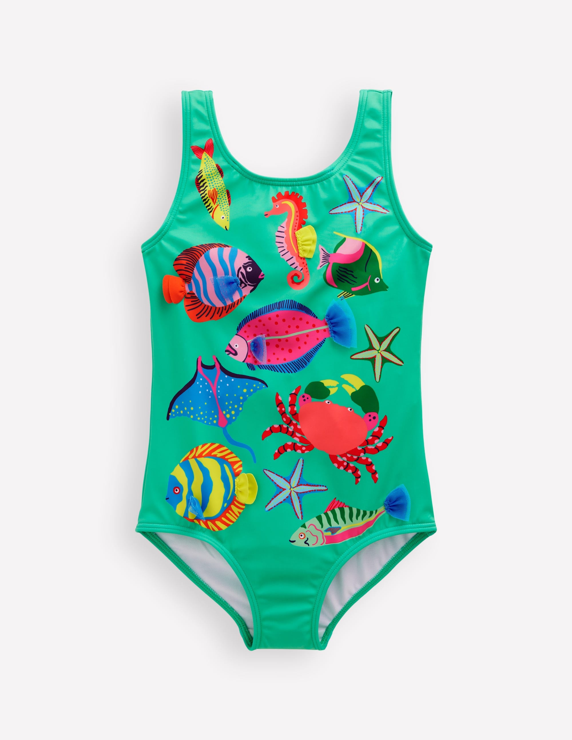 Scoop Back Appliqué Swimsuit-Aquamarine Blue Fish | Boden USA