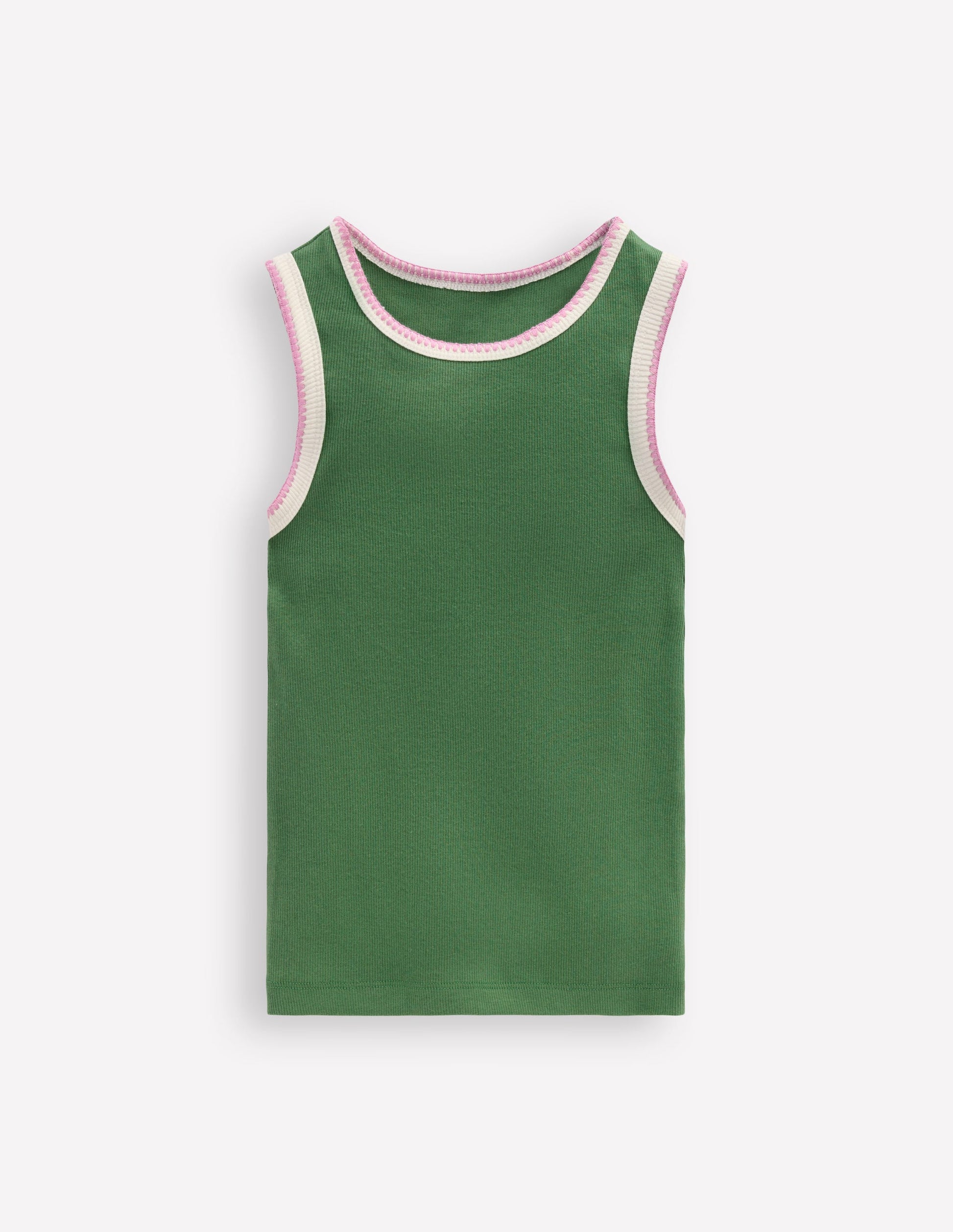 Crochet Trim Ribbed Vest-Willow Green | Boden USA