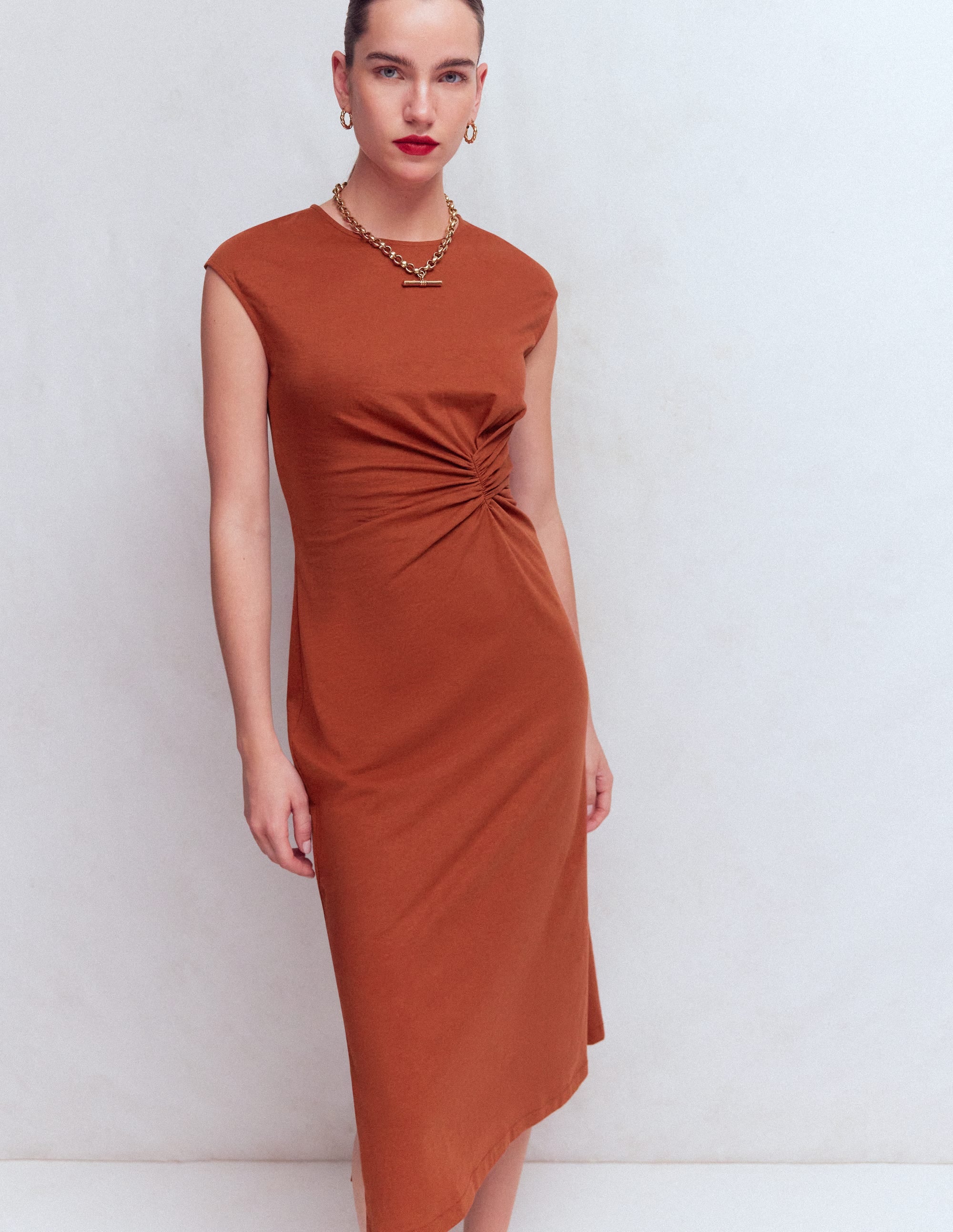 Delilah Twist Midi Dress-Burnt Orange | Boden USA