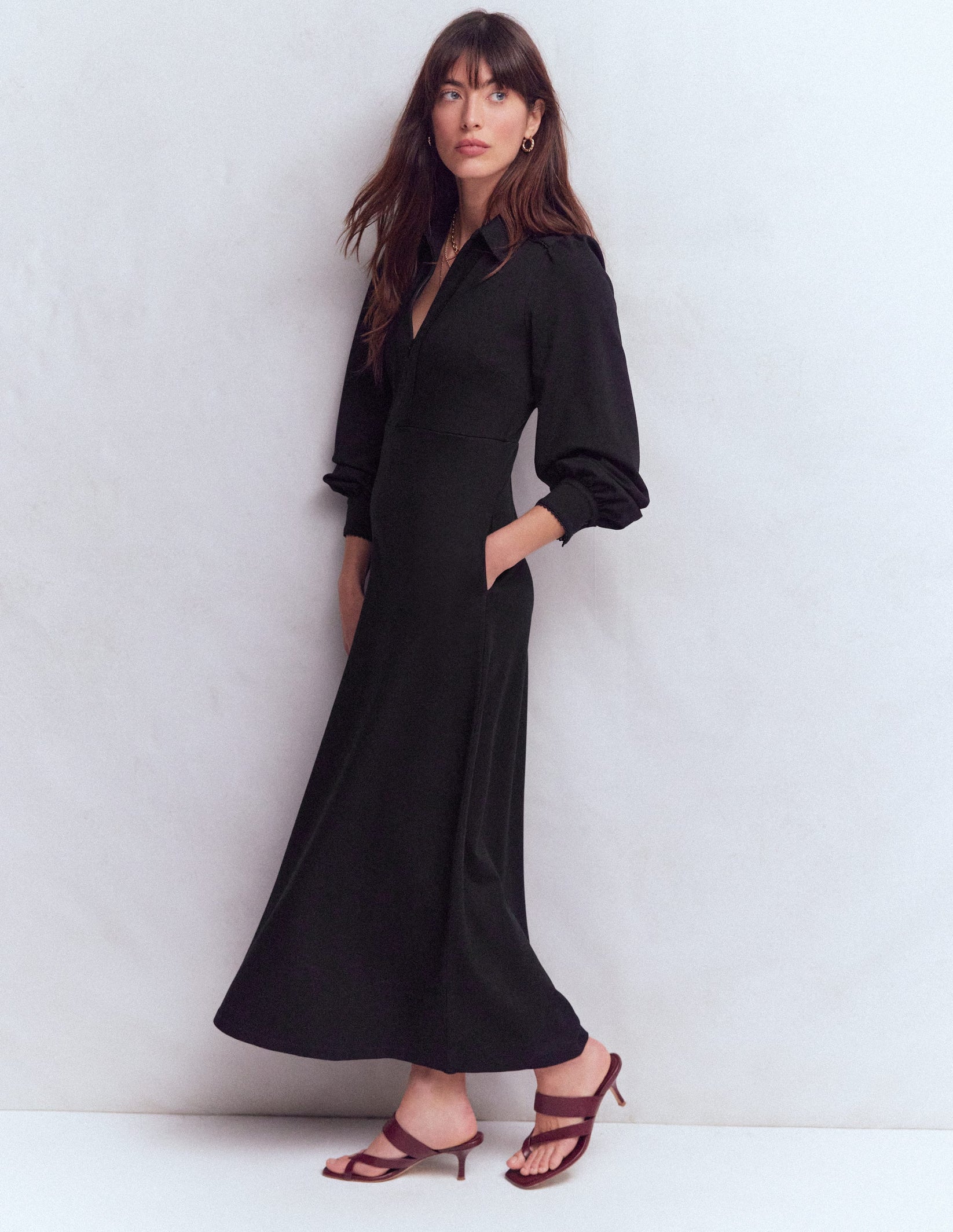 Pip Zip-Up Ponte Midi Dress-Black | Boden USA