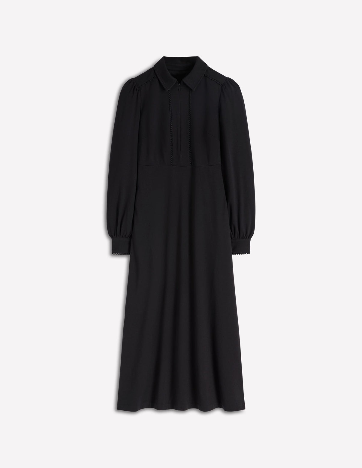 Pip Zip-Up Ponte Midi Dress-Black | Boden USA