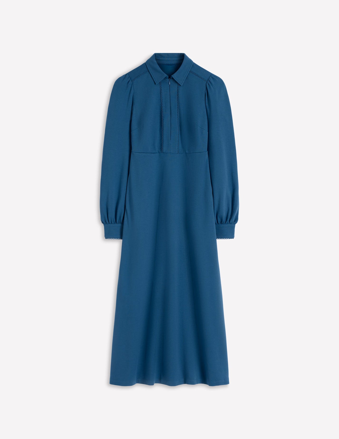 Pip Zip - Up Ponte Midi Dress - Tourmaline Blue | Boden USA