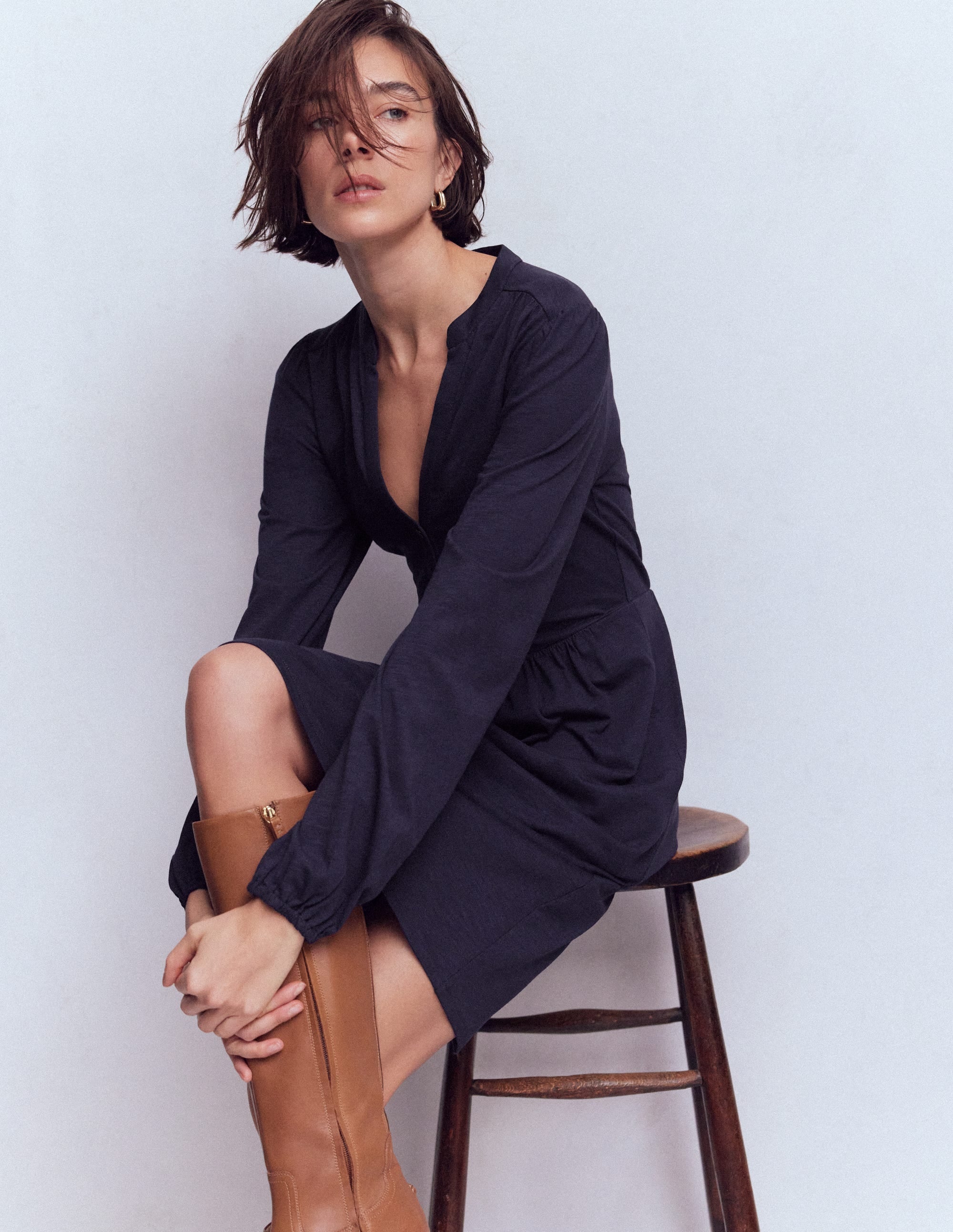 Amy Short Jersey Dress-Navy | Boden USA