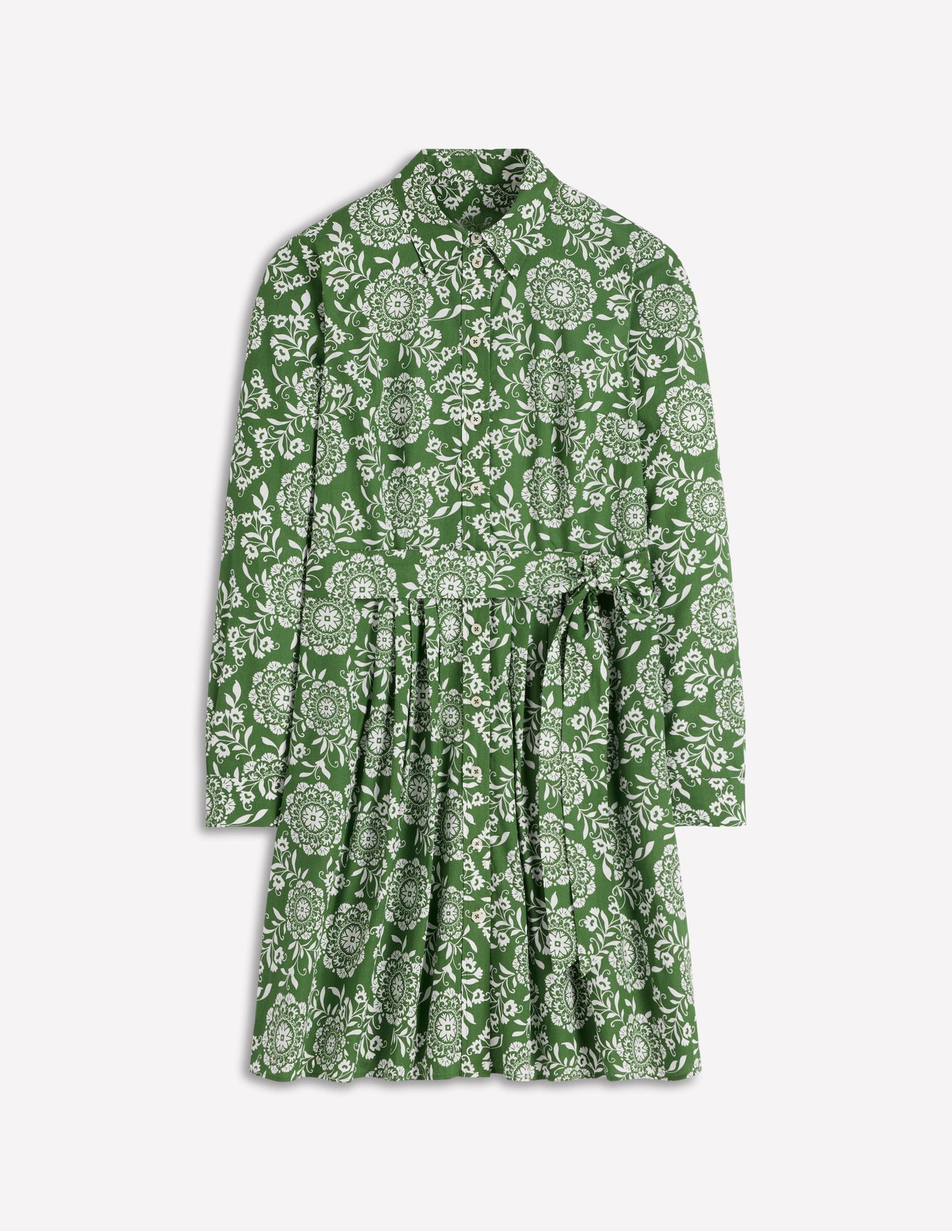 Alexa Long Sleeve Short Dress - Green, Decorative Blossom | Boden USA