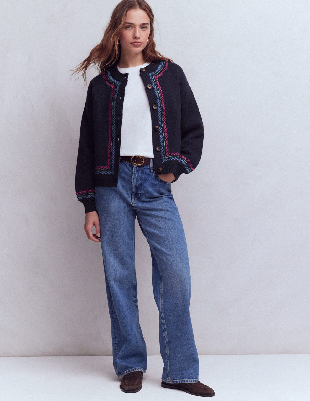 Abi Jacquard Cardigan-Navy, Tiger | Boden USA