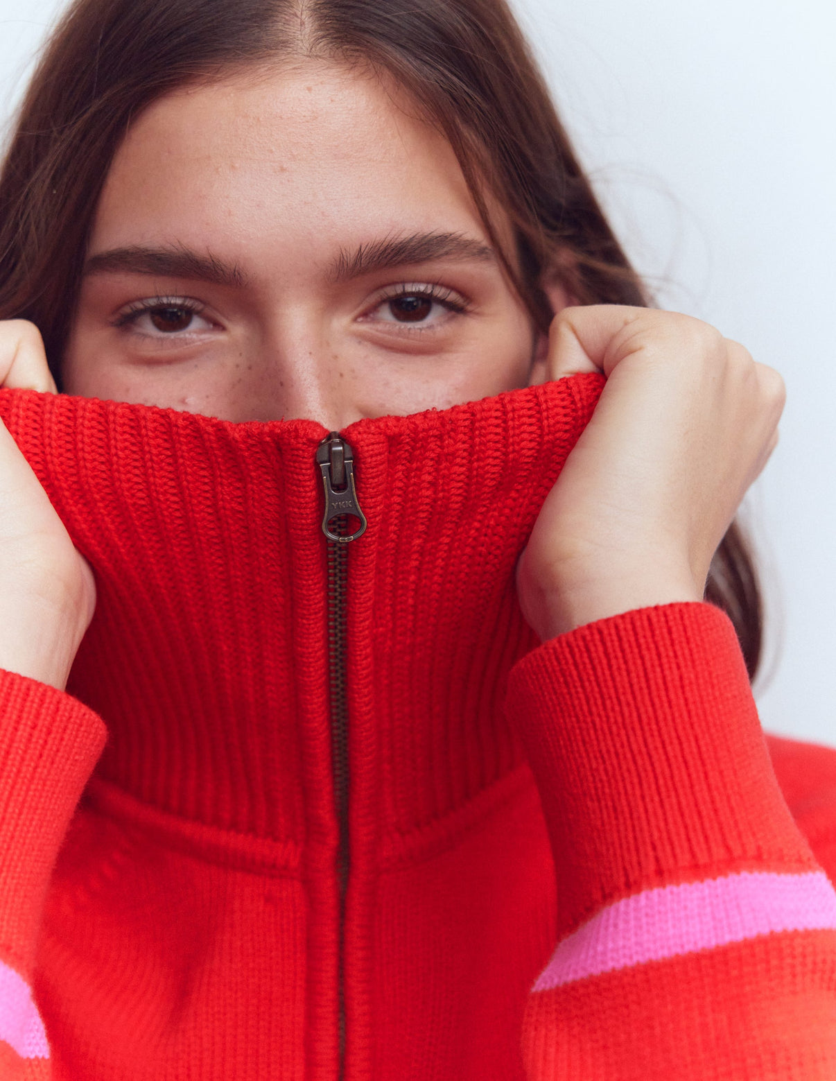 Lucy Half-zip Sweater-Pink/ Red | Boden USA
