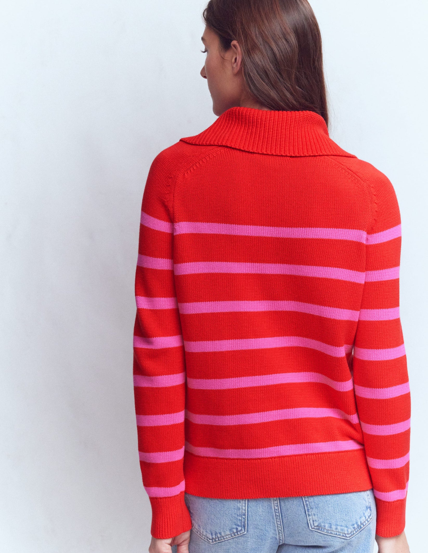 Lucy Half-zip Sweater-Pink/ Red | Boden USA