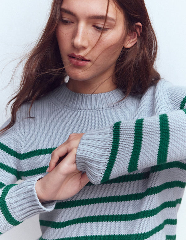 Lucy Chunky Cotton Sweater-Blue/ Green | Boden USA