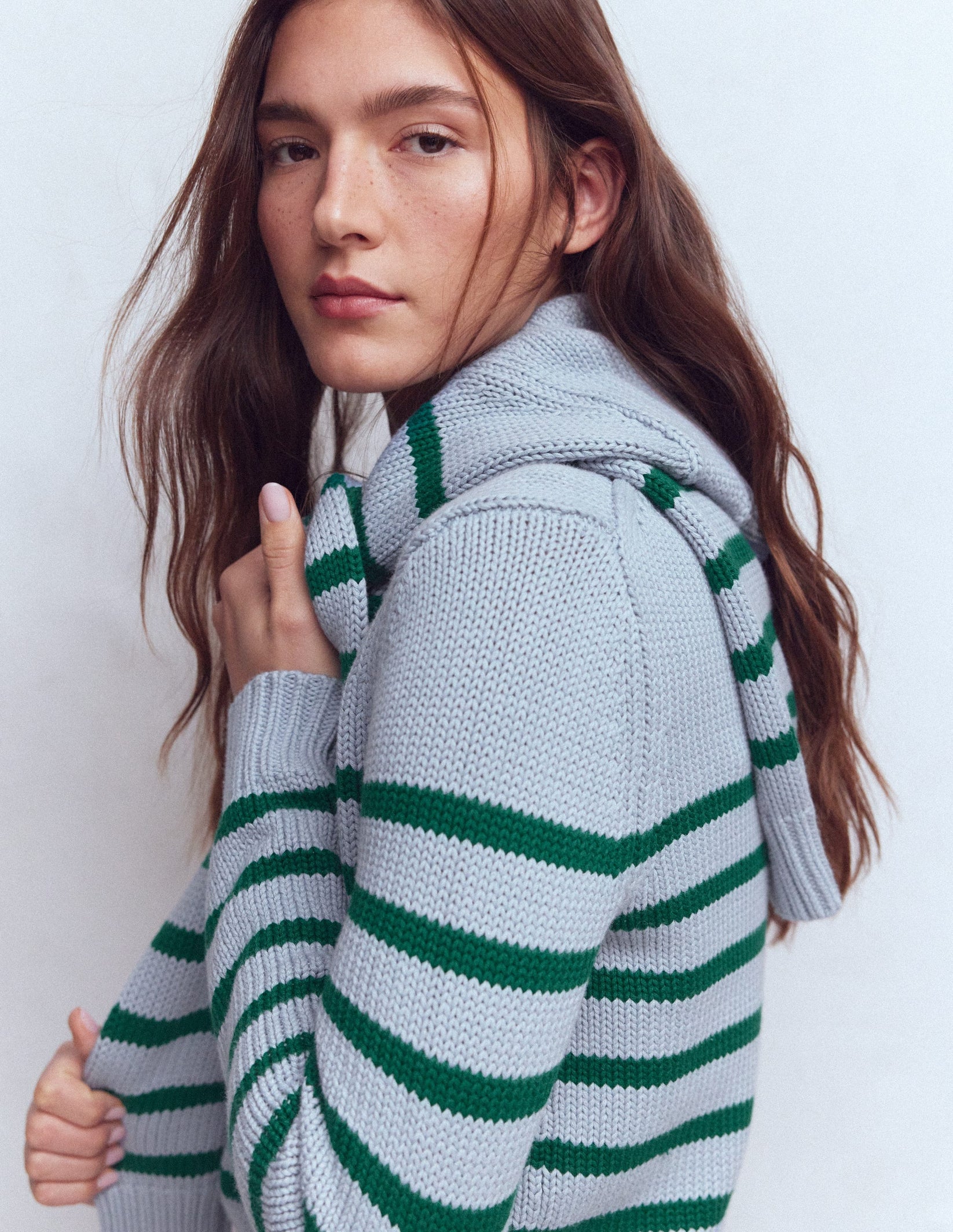 Lucy Chunky Cotton Sweater-Blue/ Green | Boden USA