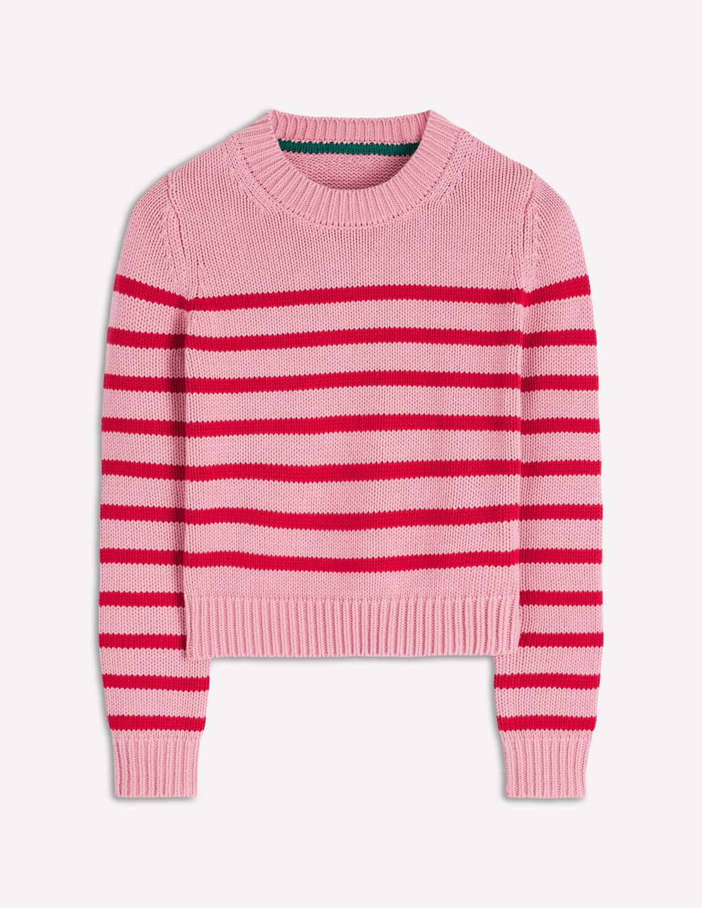 Lucy Chunky Cotton Sweater-Pink/ Red | Boden USA
