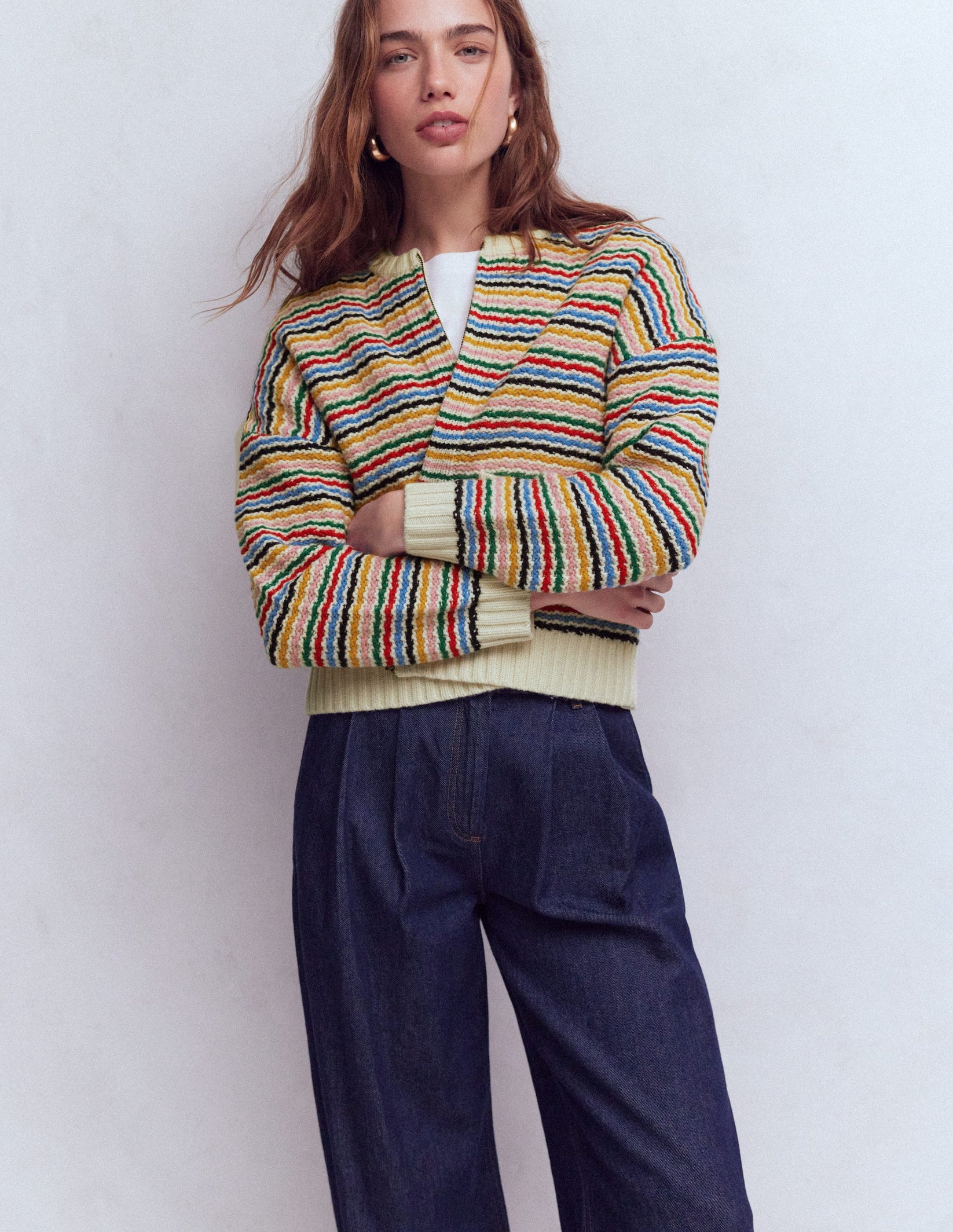 Maya Zip Up Jacket-Ivory, Rainbow | Boden USA