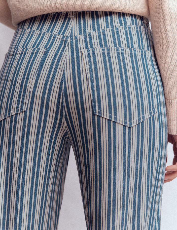 High Rise Column Leg Jeans - Blue Stripe | Boden USA