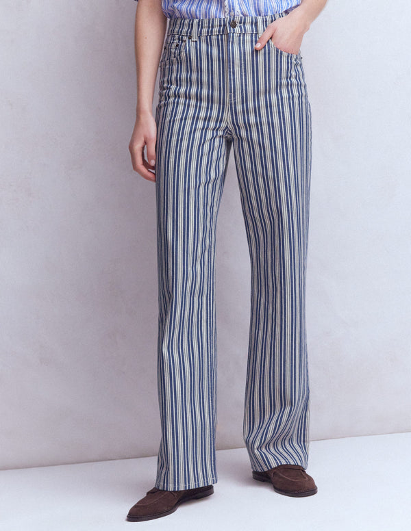 High Rise Column Leg Jeans - Blue Stripe | Boden USA