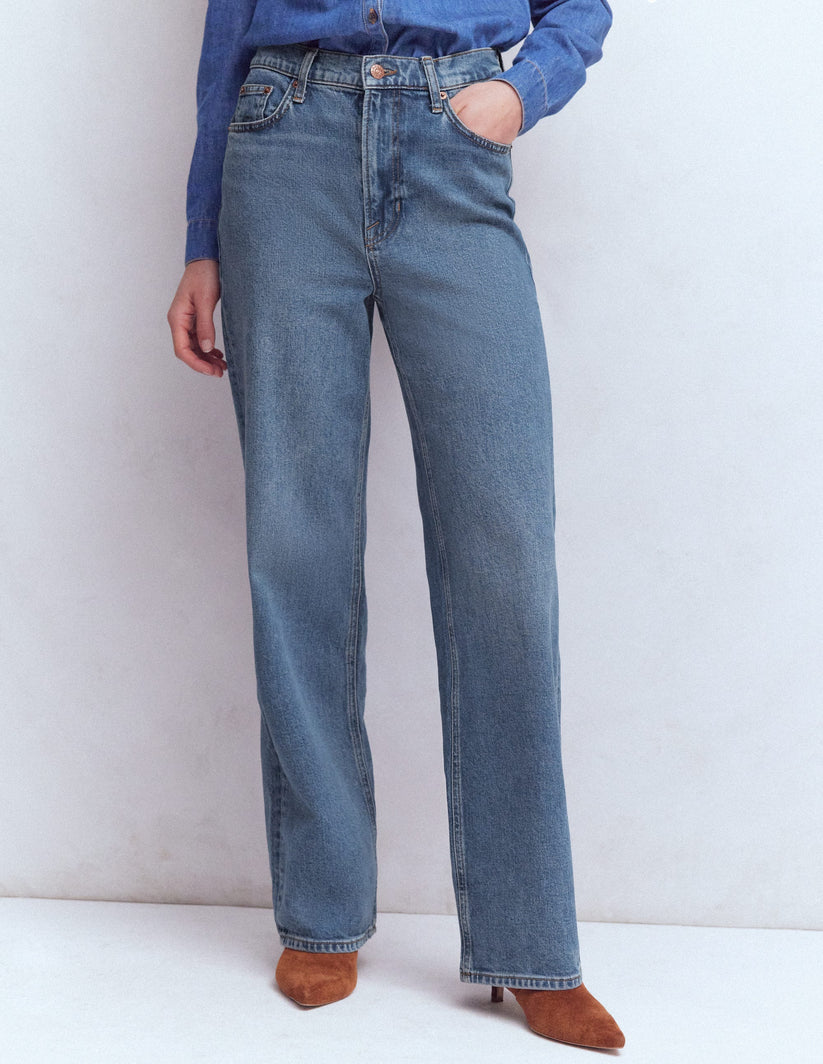 High Rise Column Leg Jeans-Mid Vintage | Boden USA