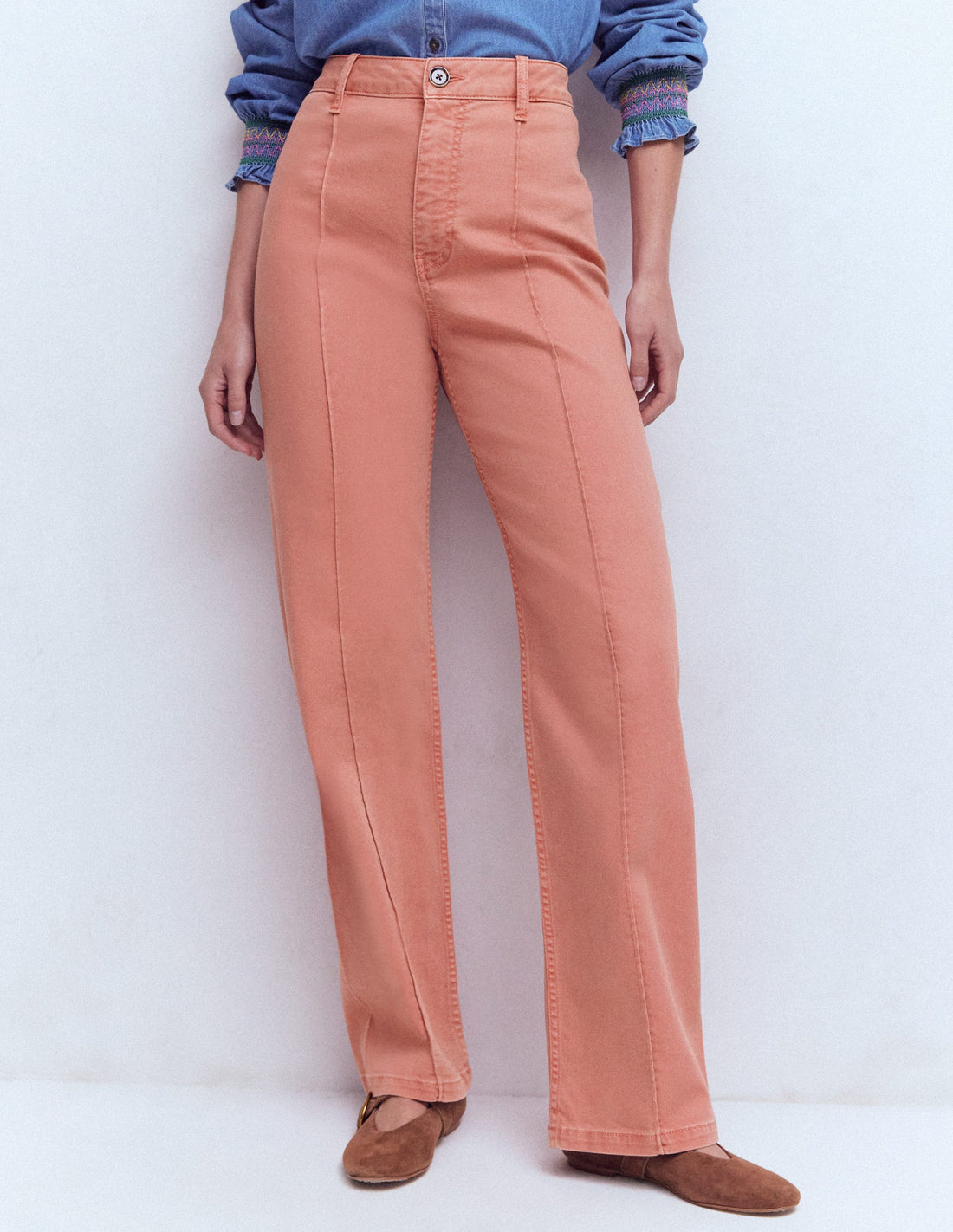 Pintuck Column Leg Jeans-Almond Pink | Boden USA