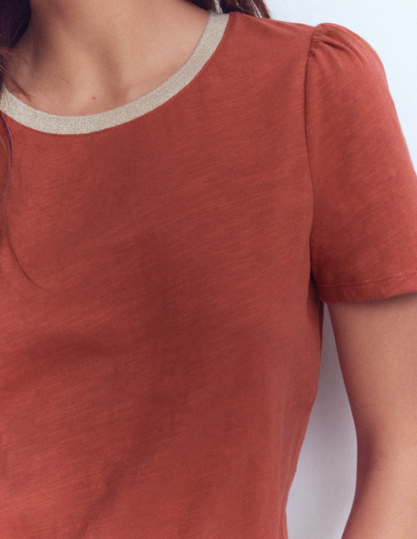 Metallic Trim T-Shirt-Roasted Chestnut Brown | Boden USA