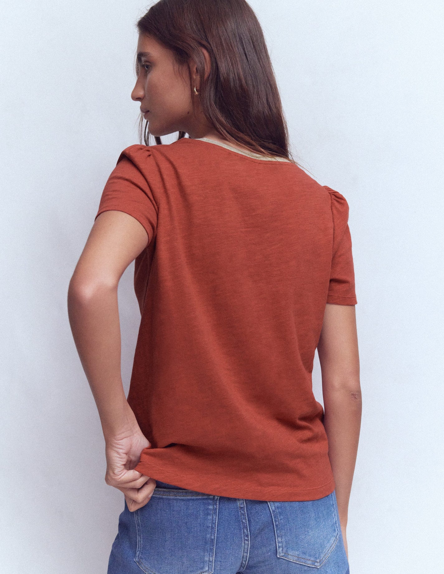 Metallic Trim T-Shirt-Roasted Chestnut Brown | Boden USA