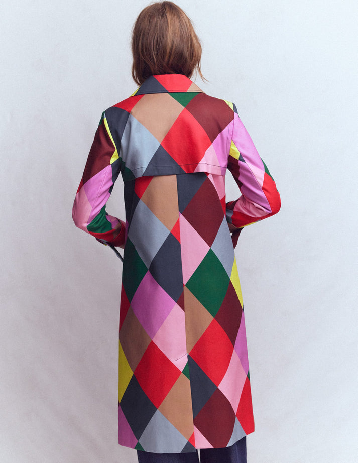 Double Breasted Trench-Giant Multi Harlequin | Boden USA