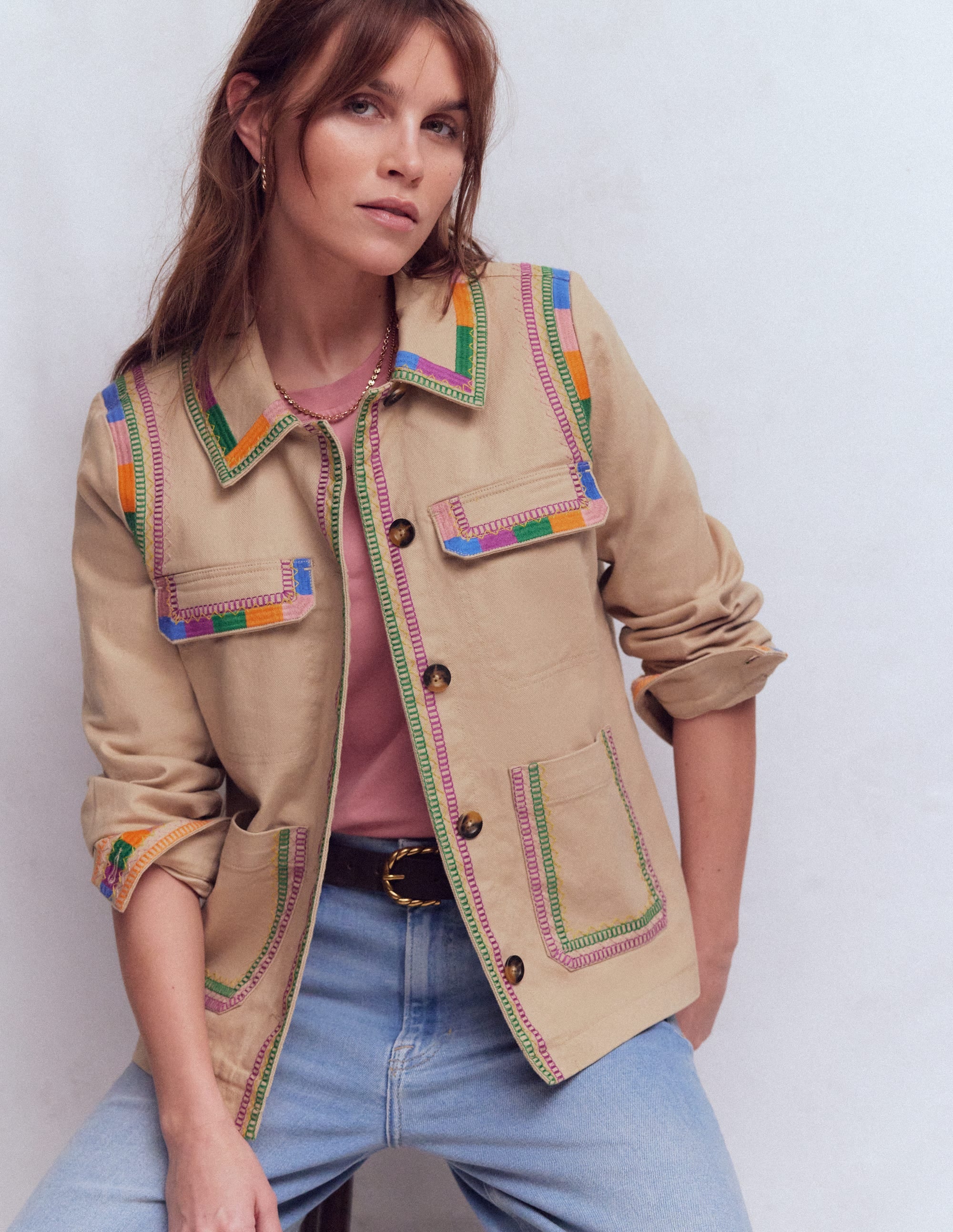 Embroidered Utility Jacket-Camel | Boden USA