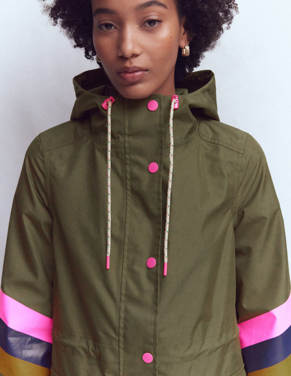 Striped Longline Rain Mac-Woodland Green Stripe | Boden USA