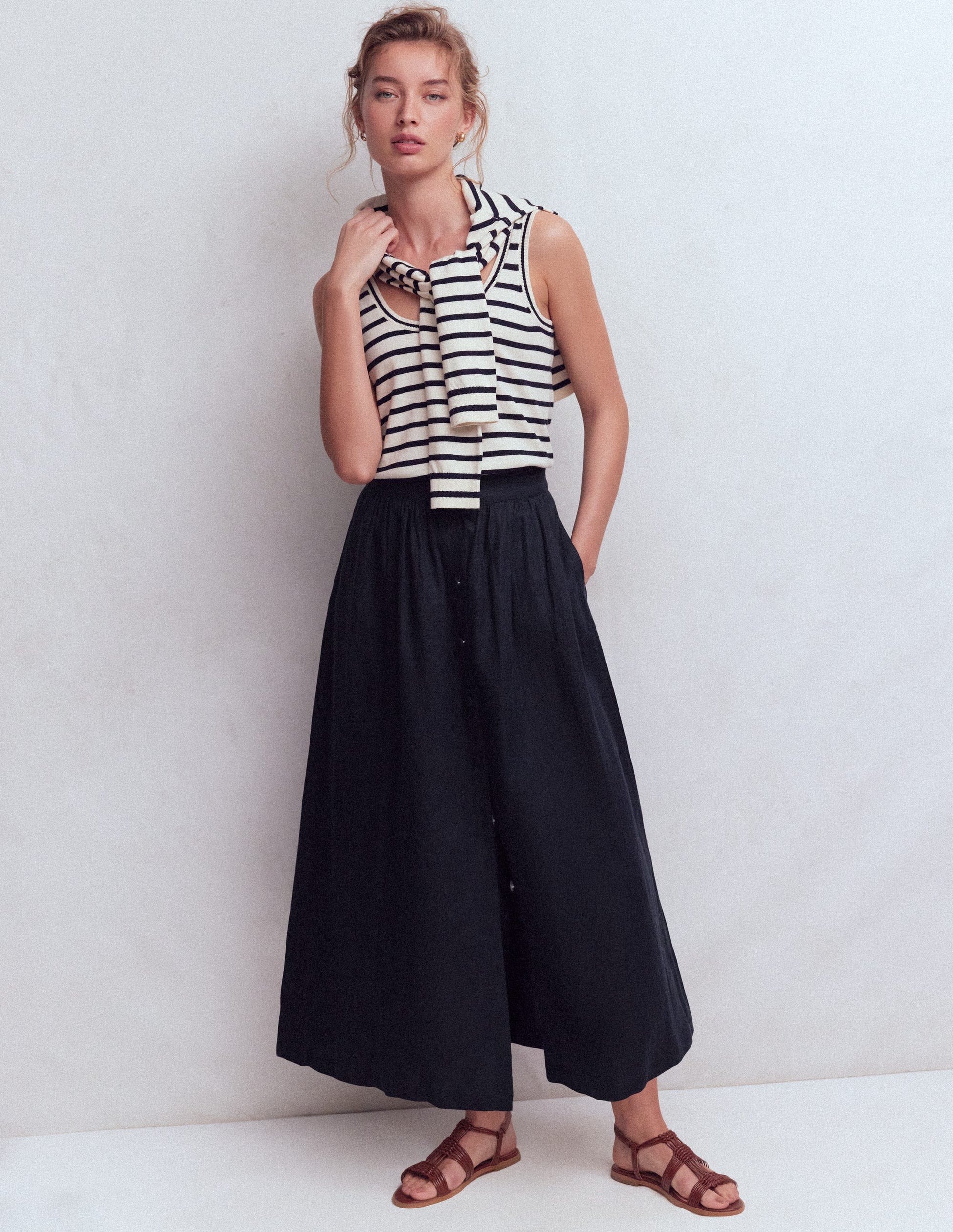 Emma Linen Maxi Skirt-Navy | Boden USA