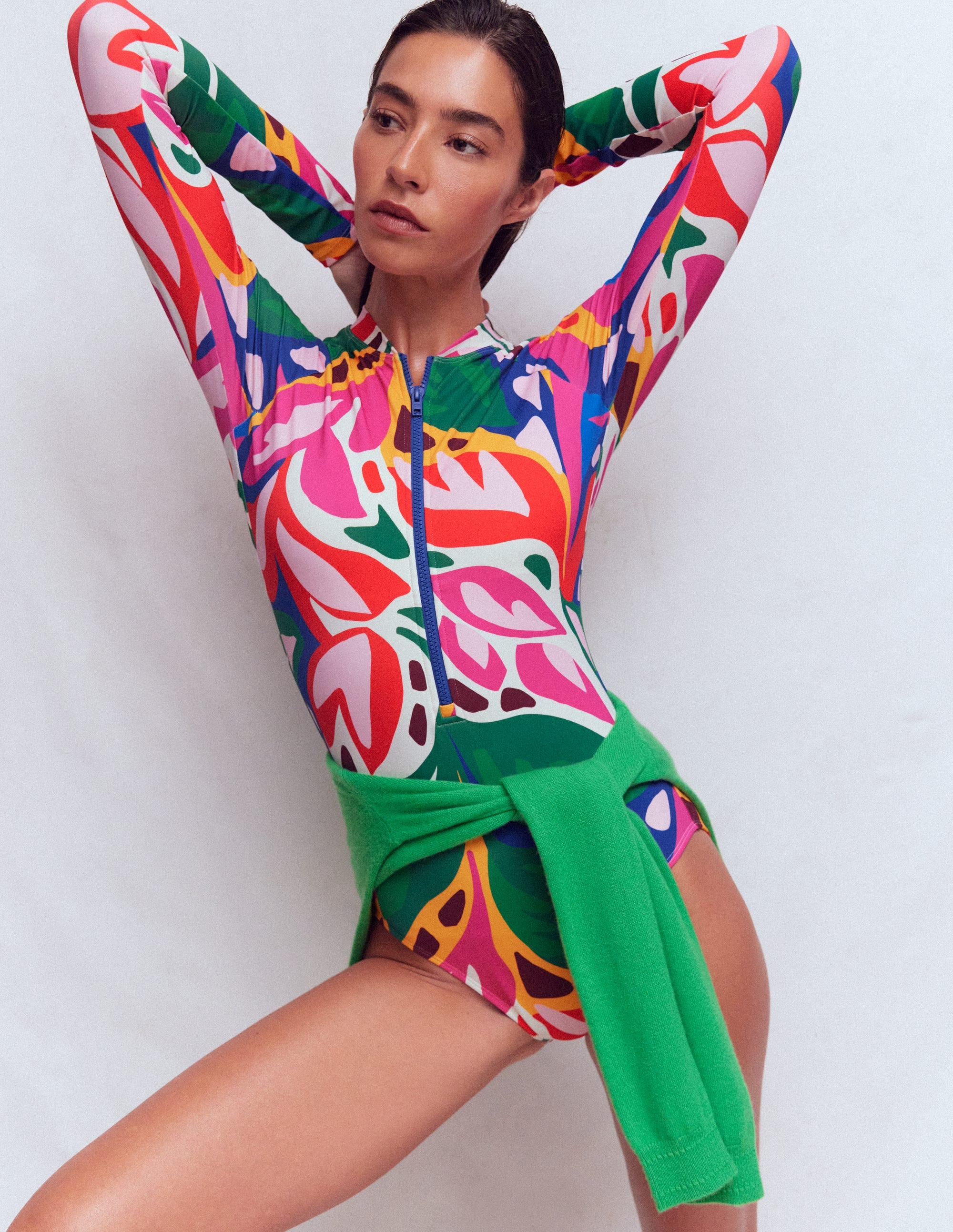 Rash Guard Swimsuit-Multi, Leafy Cascade | Boden USA