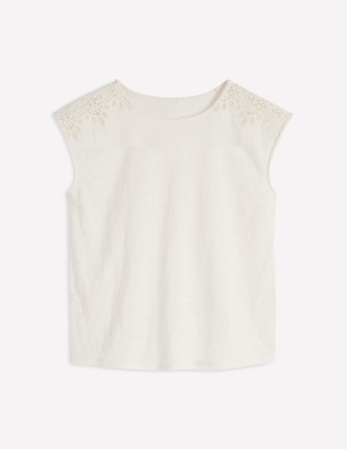 Tara Cutwork Linen Tee-Ivory | Boden USA