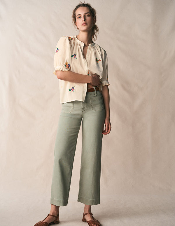 Camille Embroidered Cotton Top - Ivory Floral Embroidery | Boden USA