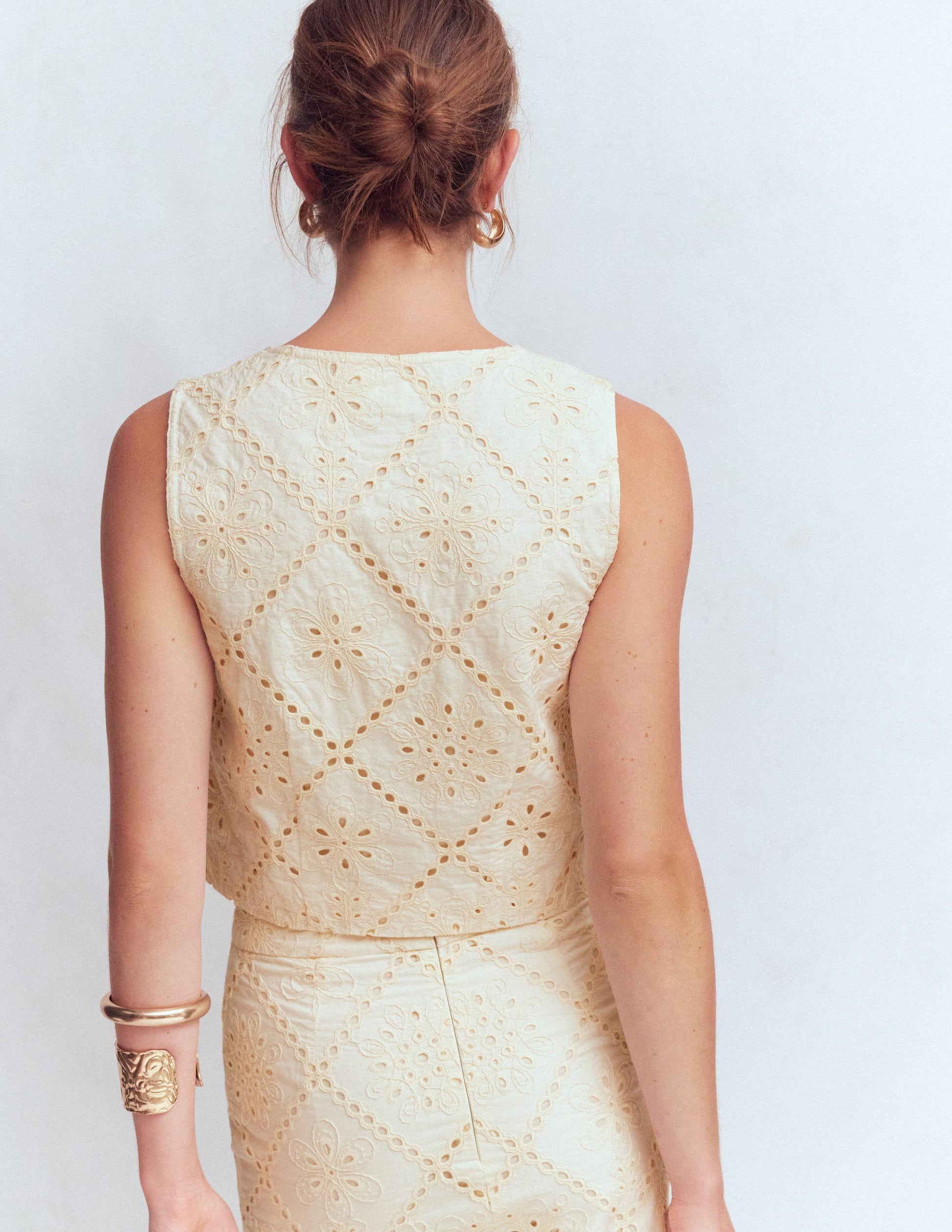 Andrea Cotton Shell Top-Ivory broderie | Boden USA